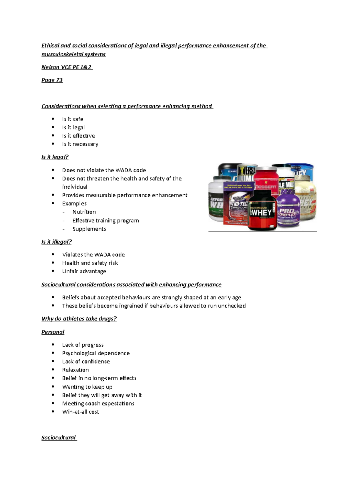 Ethical and social considerations of legal and illegal performance ...