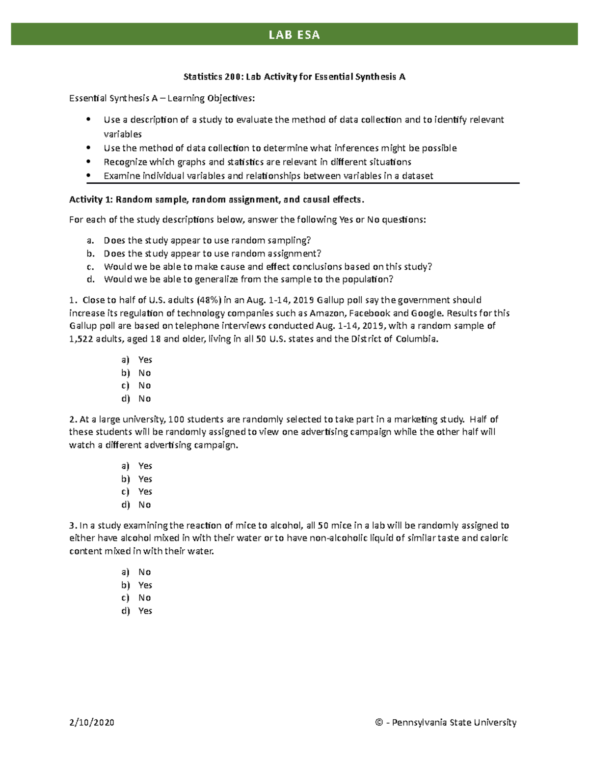 Section 03.0 Essential Synthesis shared lab1 - Statistics 200: Lab ...
