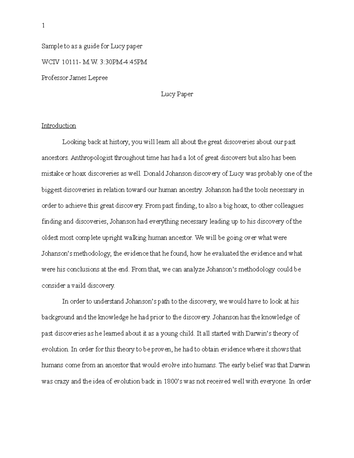 Discovery of Lucy: Johanson's Methodology Evidence and Conclusions ...