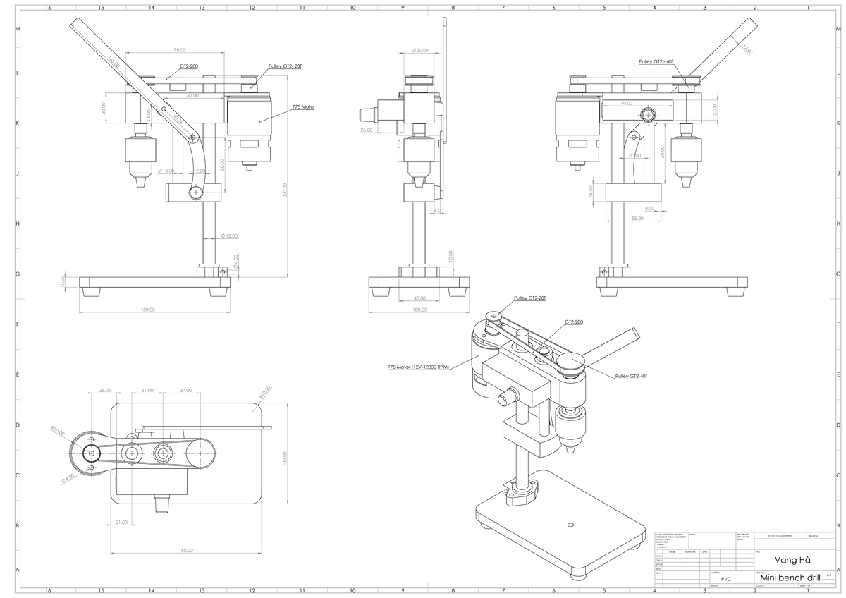 2d mini bench drill - Vang Hà - GMACDBHKEFJL 16 R20.0010.004 25.0030. ...