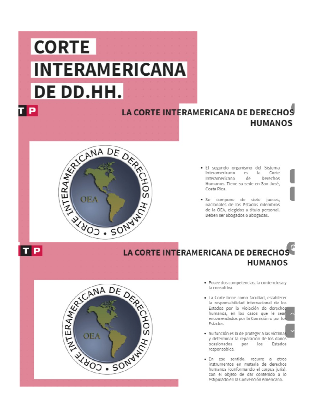 Corte interamericana de derechos humanos - CORTE INTERAMERICANA DE DD. T P LA CORTE ...
