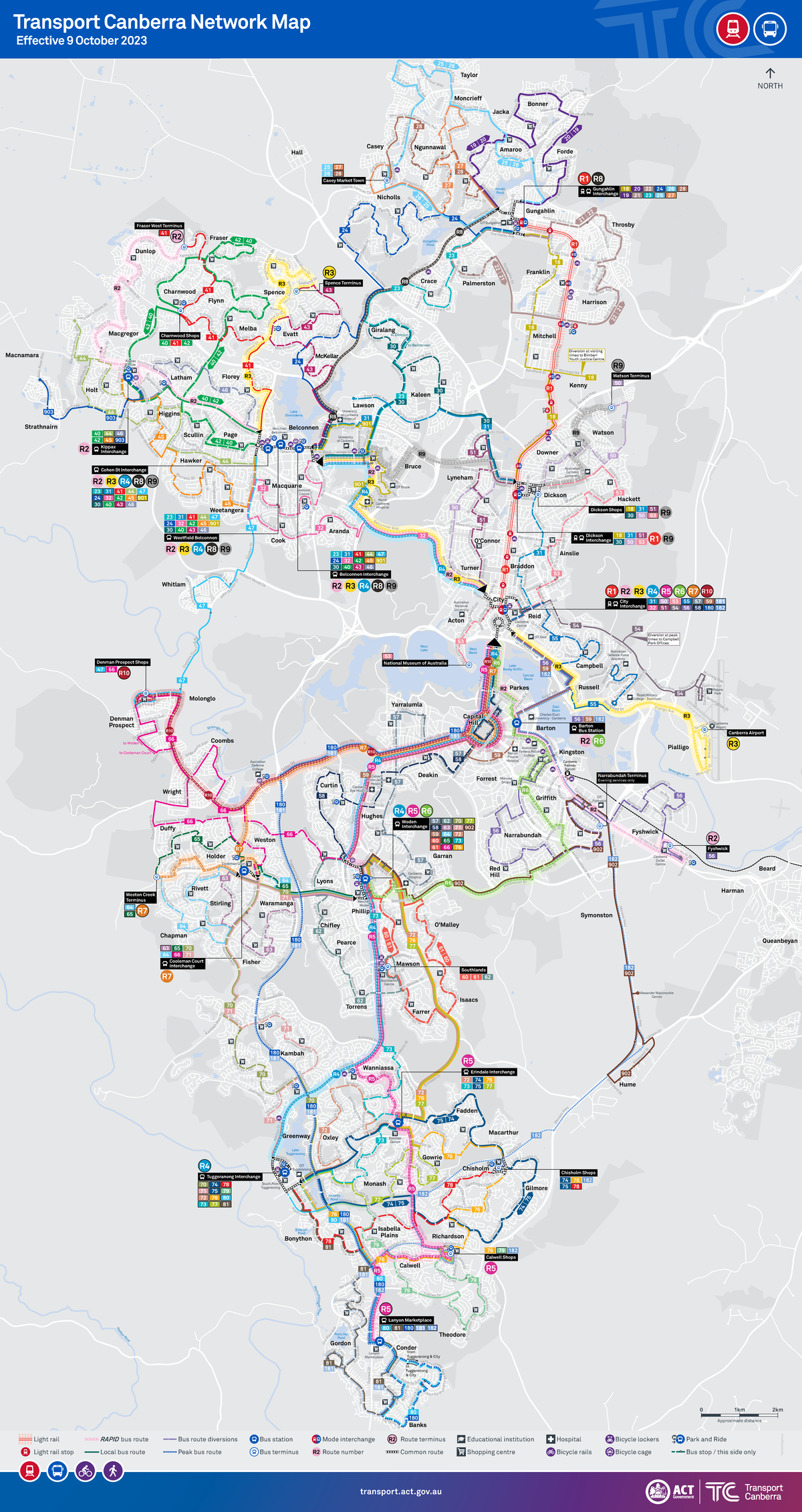 22751 TC network map 420x792 - to Dickson to Belconnen from Tuggeranong ...