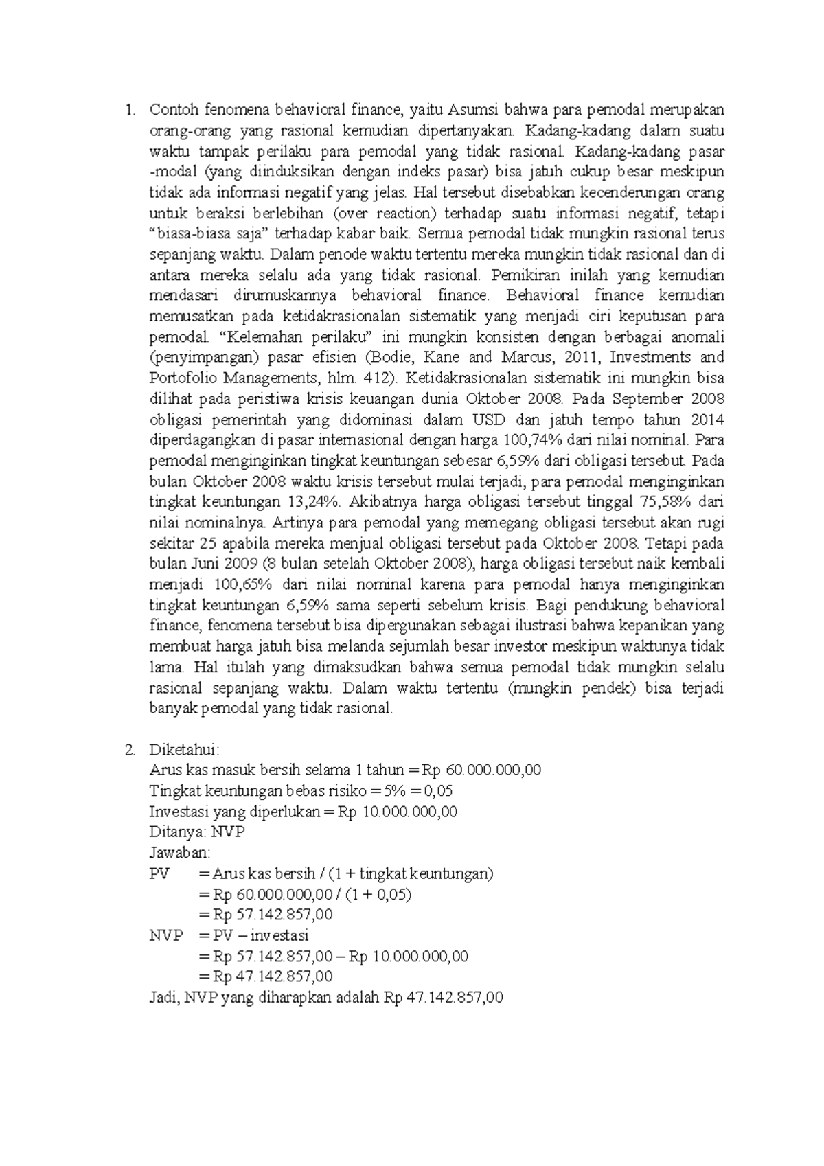 Manajemen Keuangan tugas 3 - Intan - Contoh fenomena behavioral finance ...
