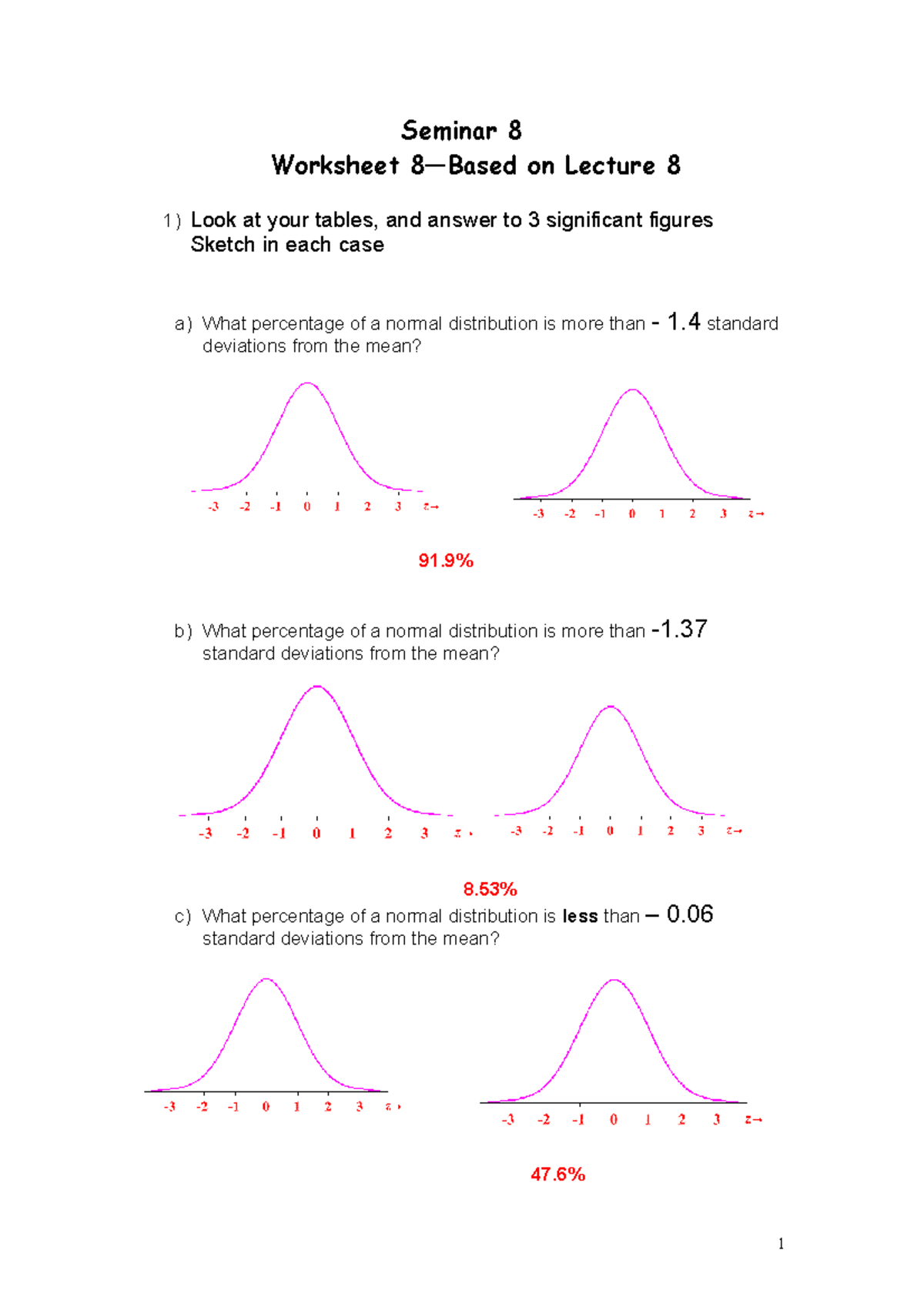 Seminar 8 week 9 solutions - Seminar 8 Worksheet 8—Based on Lecture 8 1 ...
