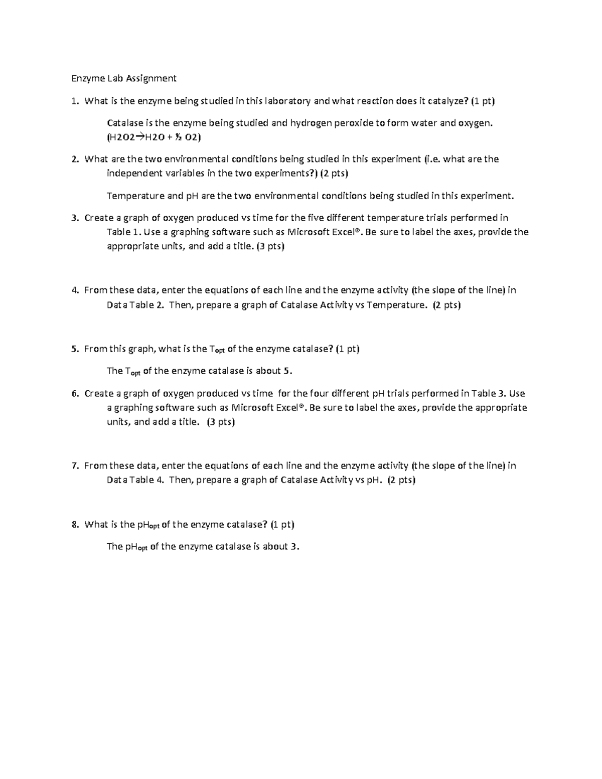UIC Enzymes - Enzyme Lab Assignment What is the enzyme being studied in ...