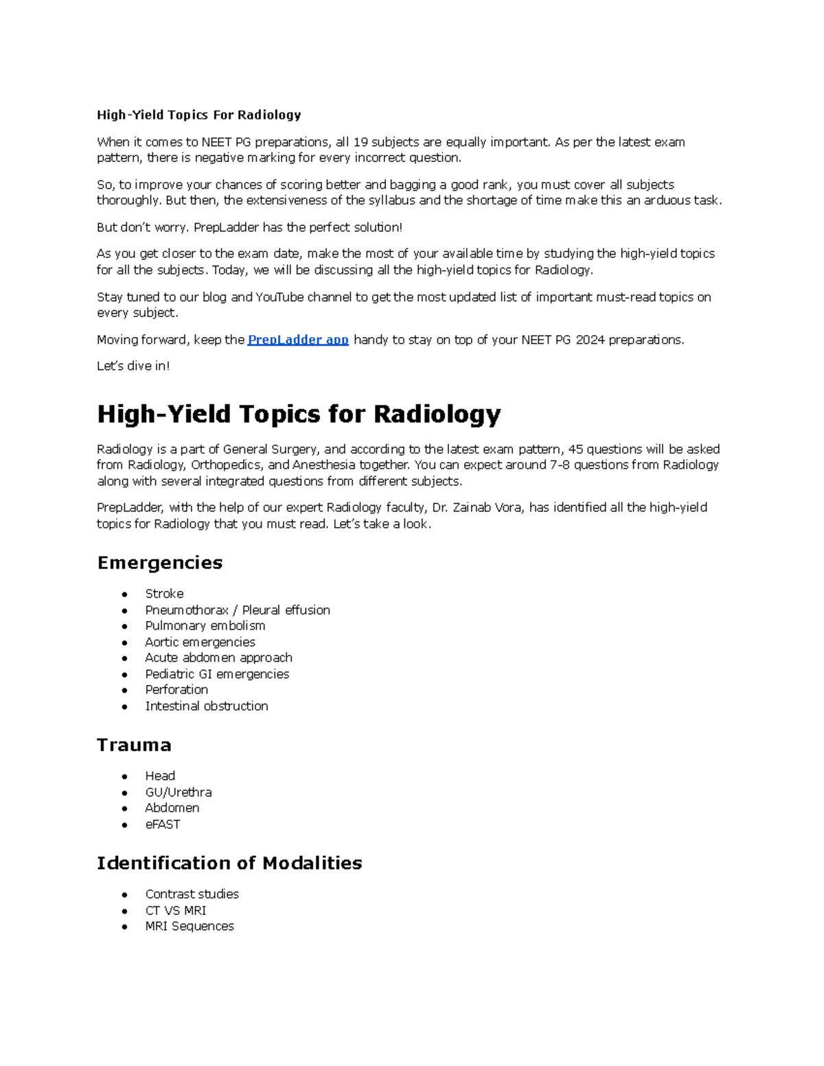 High-Yield Topics For Radiology - As per the latest exam pattern, there ...