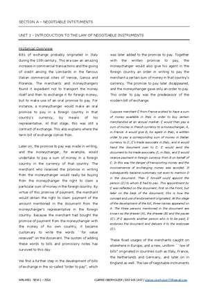 Negotiable Instruments CASE Notes - NEGOTIABLE INSTRUMENTS CASE NOTES A ...