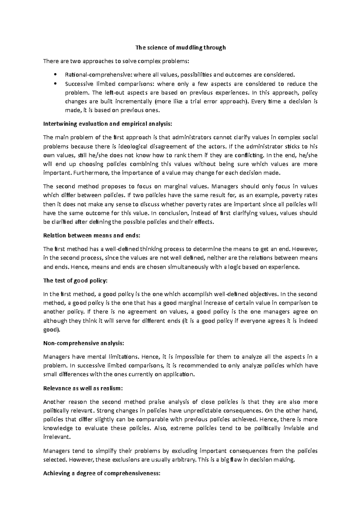 Week 3 - Lindblom - The science of muddling through - The science of ...