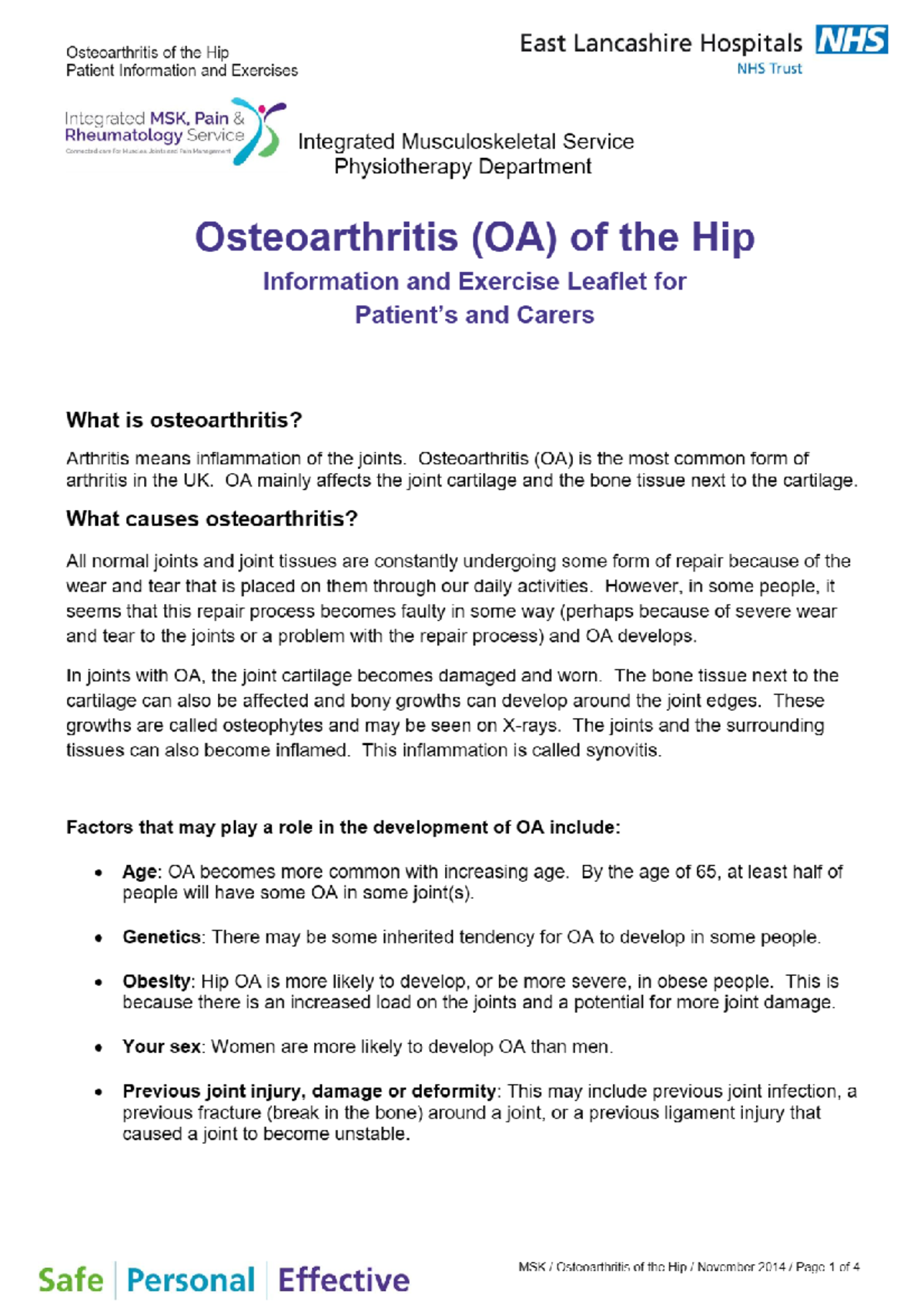 Osteoarthritis (OA) of the Hip - Osteoarthritis (OA) is the most common ...
