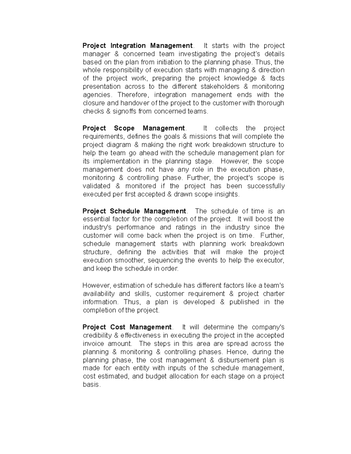 Project Management- Lecture Notes-5 - Project Integration Management ...