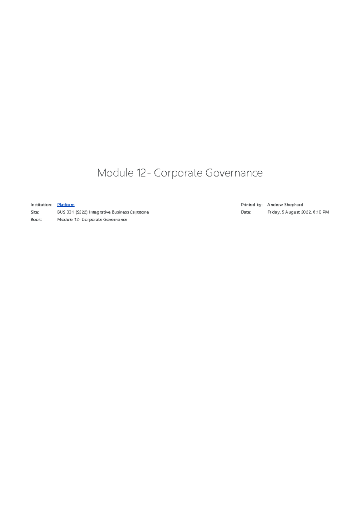 Module 12- Corporate Governance - Module 12- Corporate Governance ...