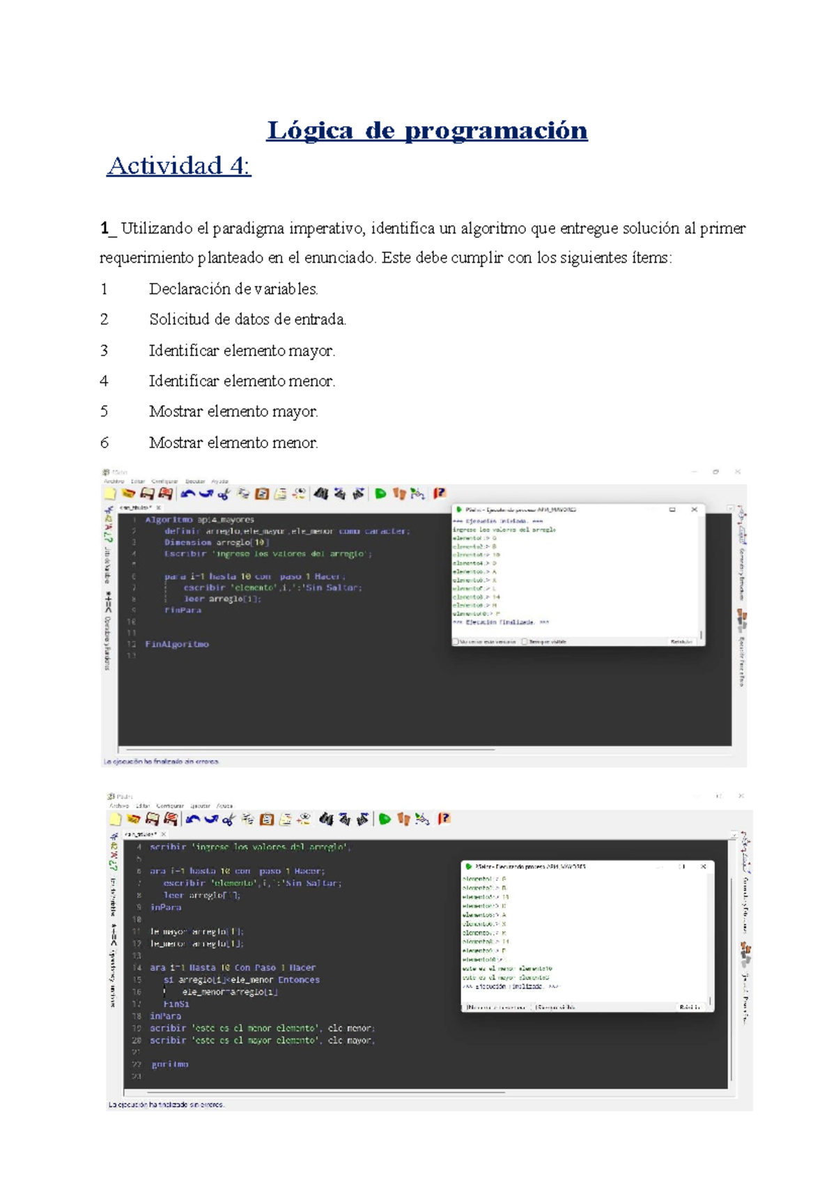 Actividad N° 4 logica de programacion - Lógica de programación - Lógica ...