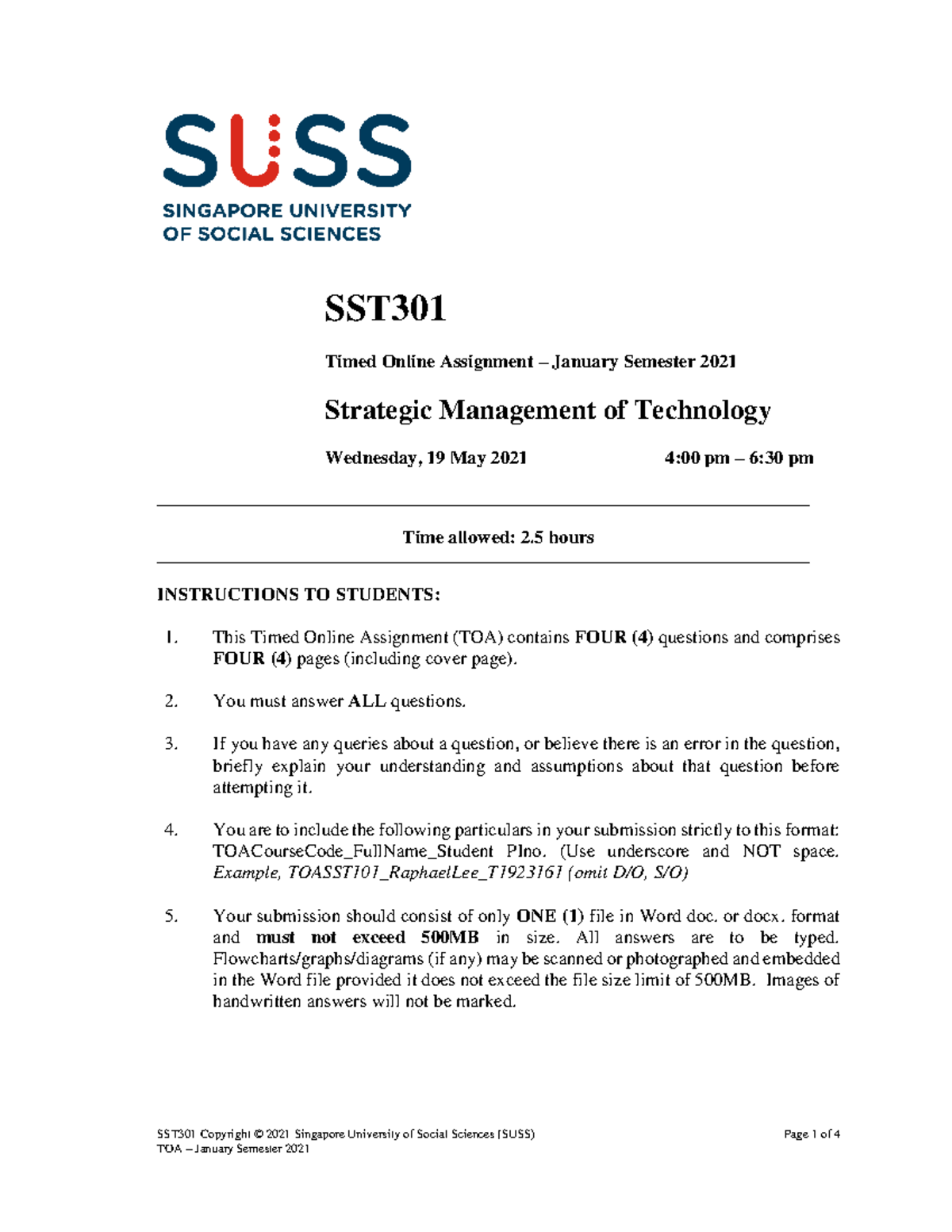 SST301 JAN 2021 TOA - January 2021 TOA practice paper for students ...