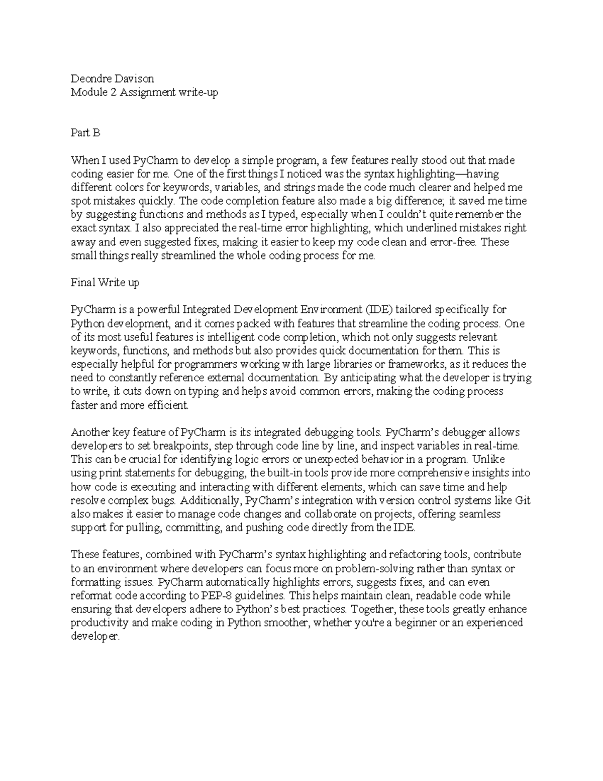 IT 140 Module Two Assignment - Deondre Davison Module 2 Assignment write-up Part B When I used ...