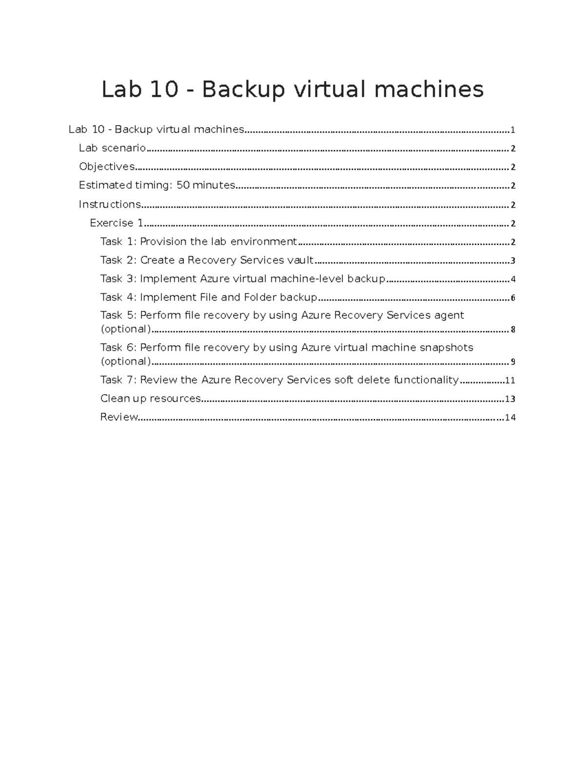 Lab 10 - Backup virtual machines - - Studocu