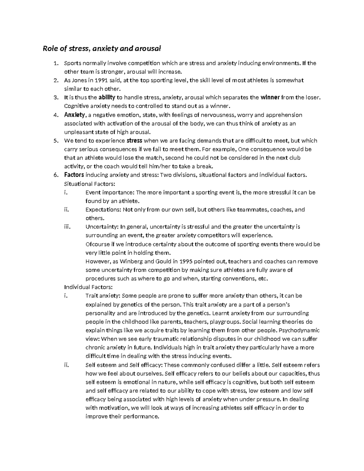 Role of stress, anxiety and arousal - Role of stress, anxiety and ...