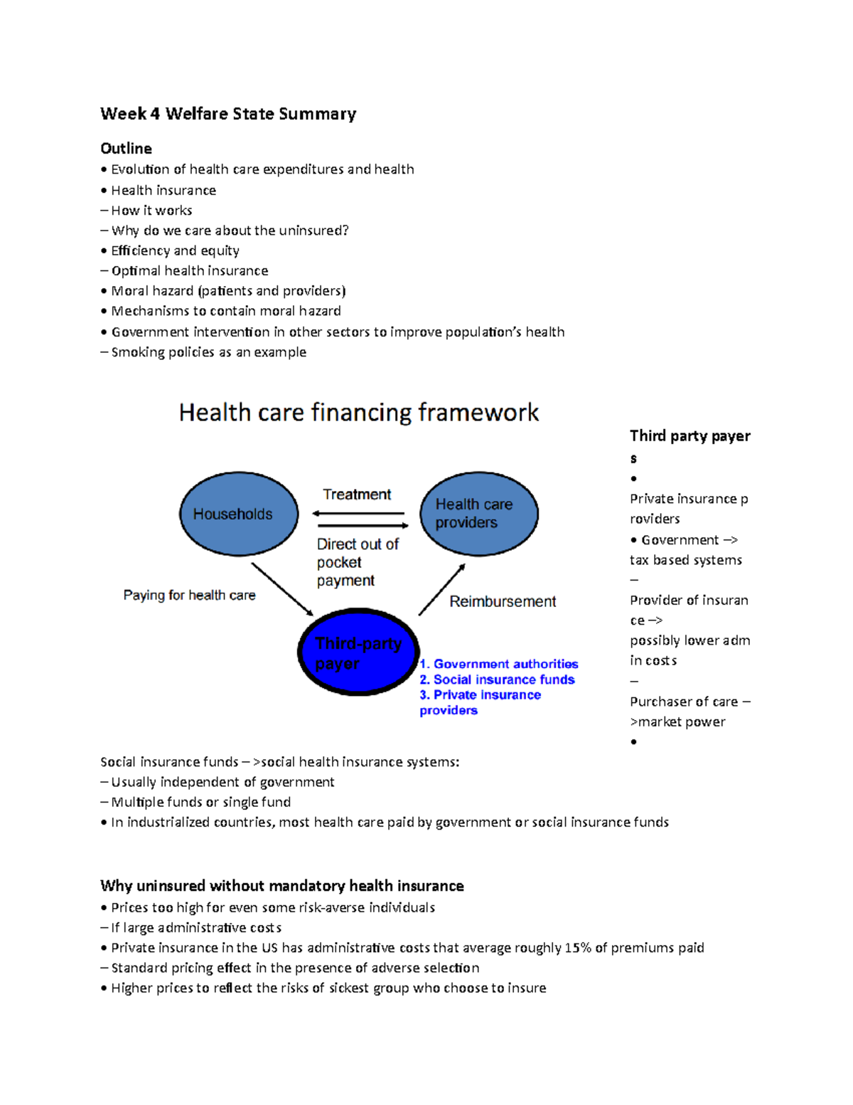 Week 4 Welfare State Summary - Week 4 Welfare State Summary Outline ...