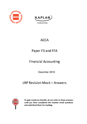 ACCA F3 - Final Mocks - Questions - ACCA PAPER F Financial Accounting ...