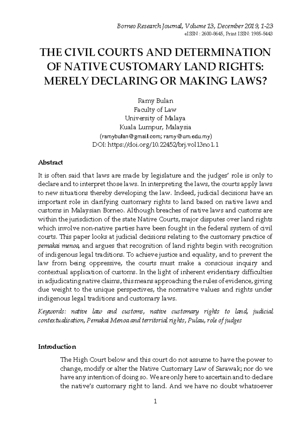 Customary law 2 - Borneo Research Journal, Volume 13, December 2019, 1 ...