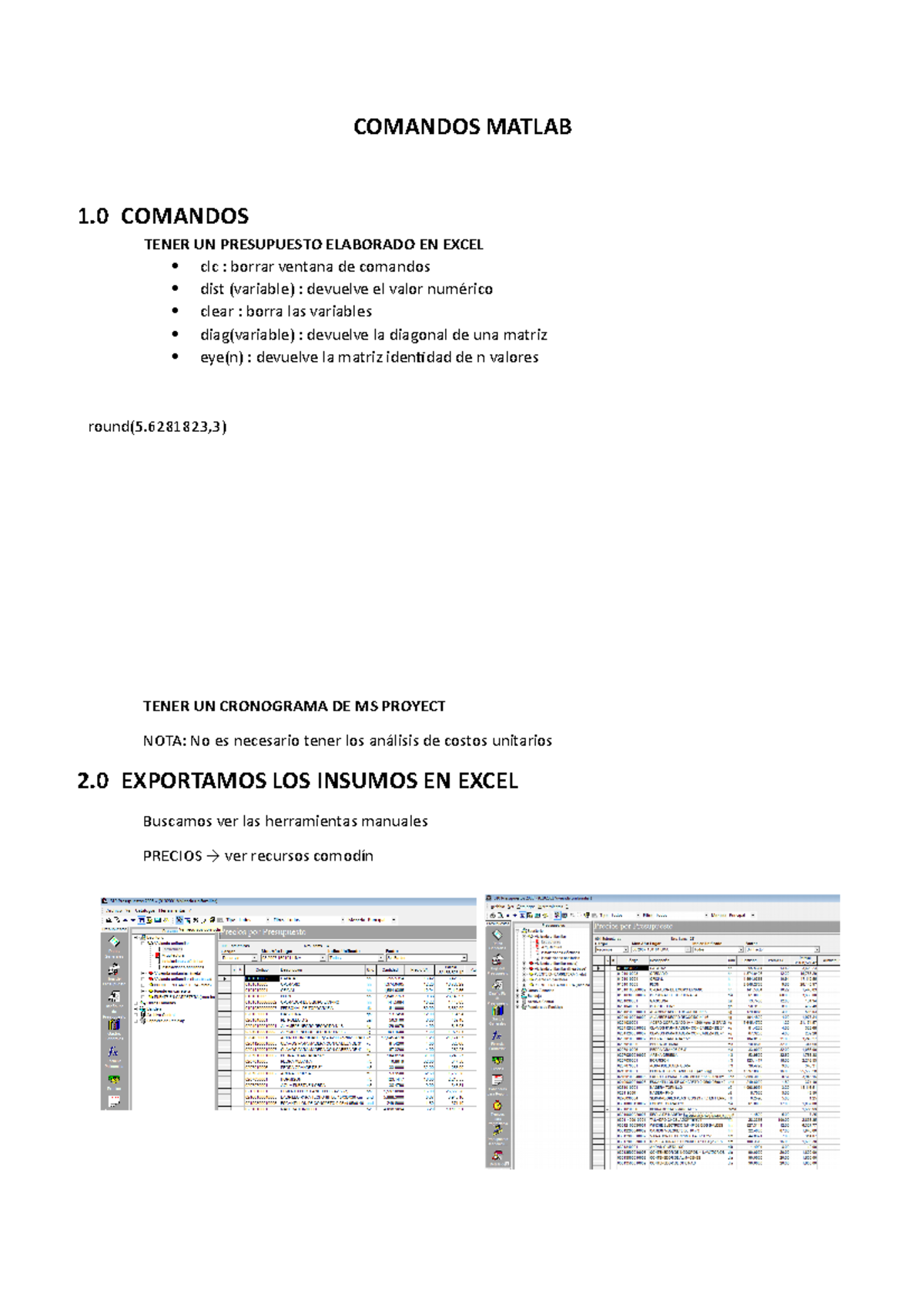 1.0 Comandos Matlab - COMANDOS MATLAB 1 COMANDOS TENER UN PRESUPUESTO ...