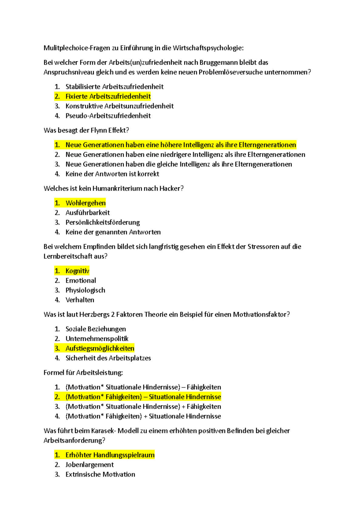Multiple Choice Klausur - Mulitplechoice-Fragen zu Einführung in die ...