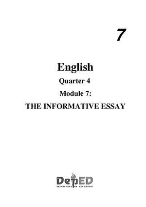 7 Q3 English - Third Quarter Module 7 for Grade 7 Class - 7 Quarter 3 ...