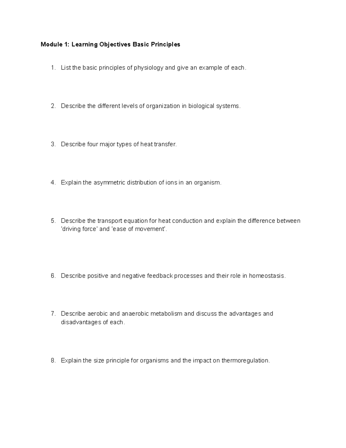BIO 203 Exam 1 Learning Objectives - Google Docs - Module 1: Learning ...