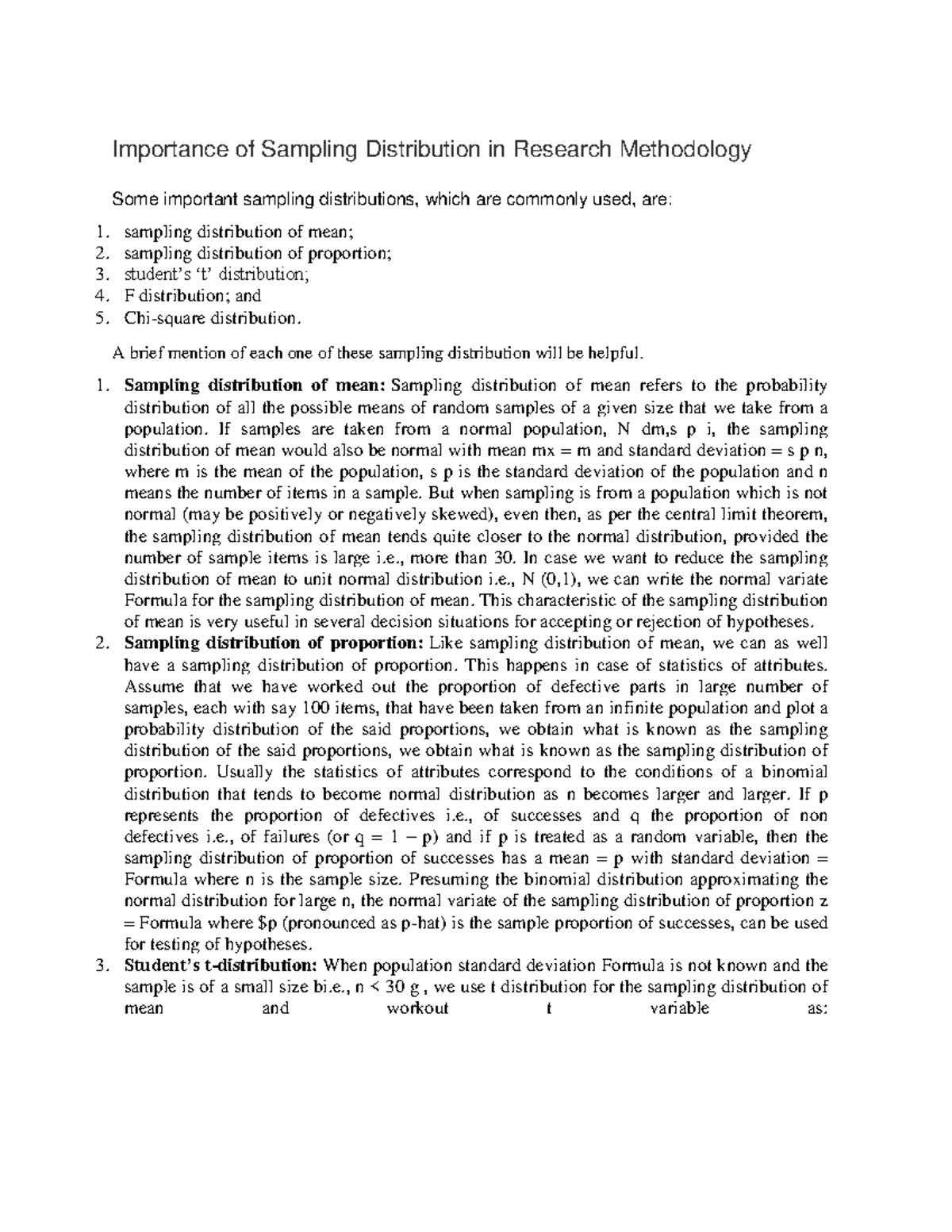 Importance of Sampling Distribution in Research Methodology - A brief ...