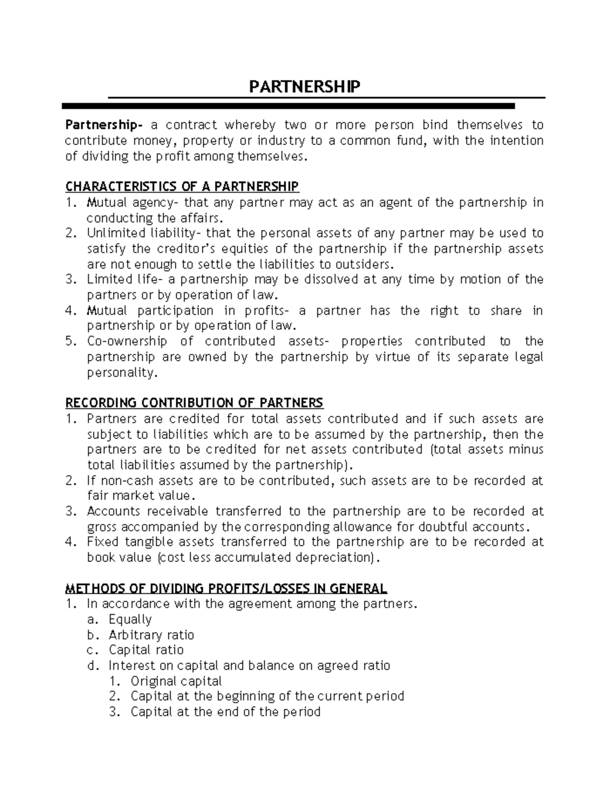 Partnership for Discussion - PARTNERSHIP Partnership- a contract ...