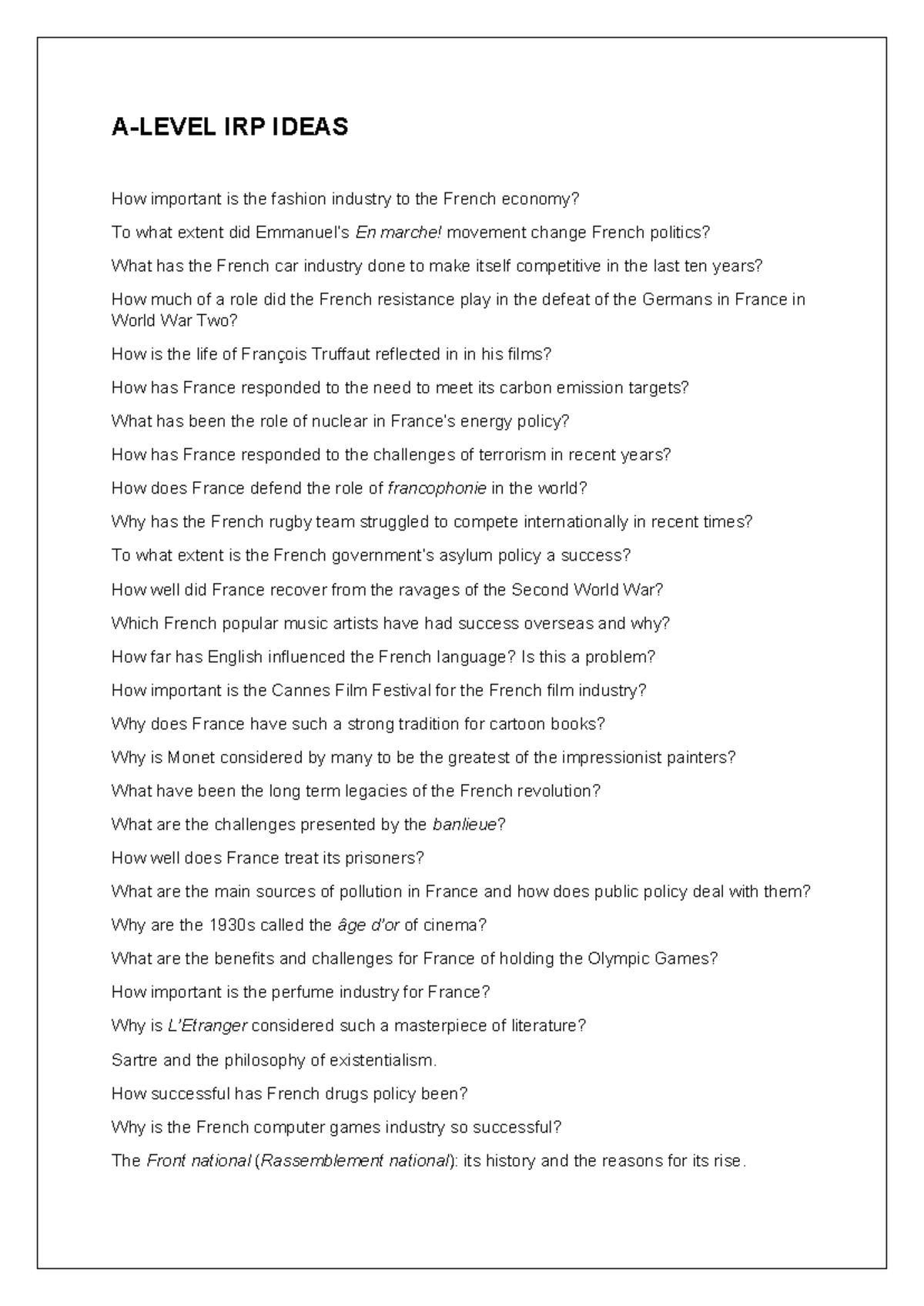 A Level IRP Ideas - A-LEVEL IRP IDEAS How important is the fashion ...