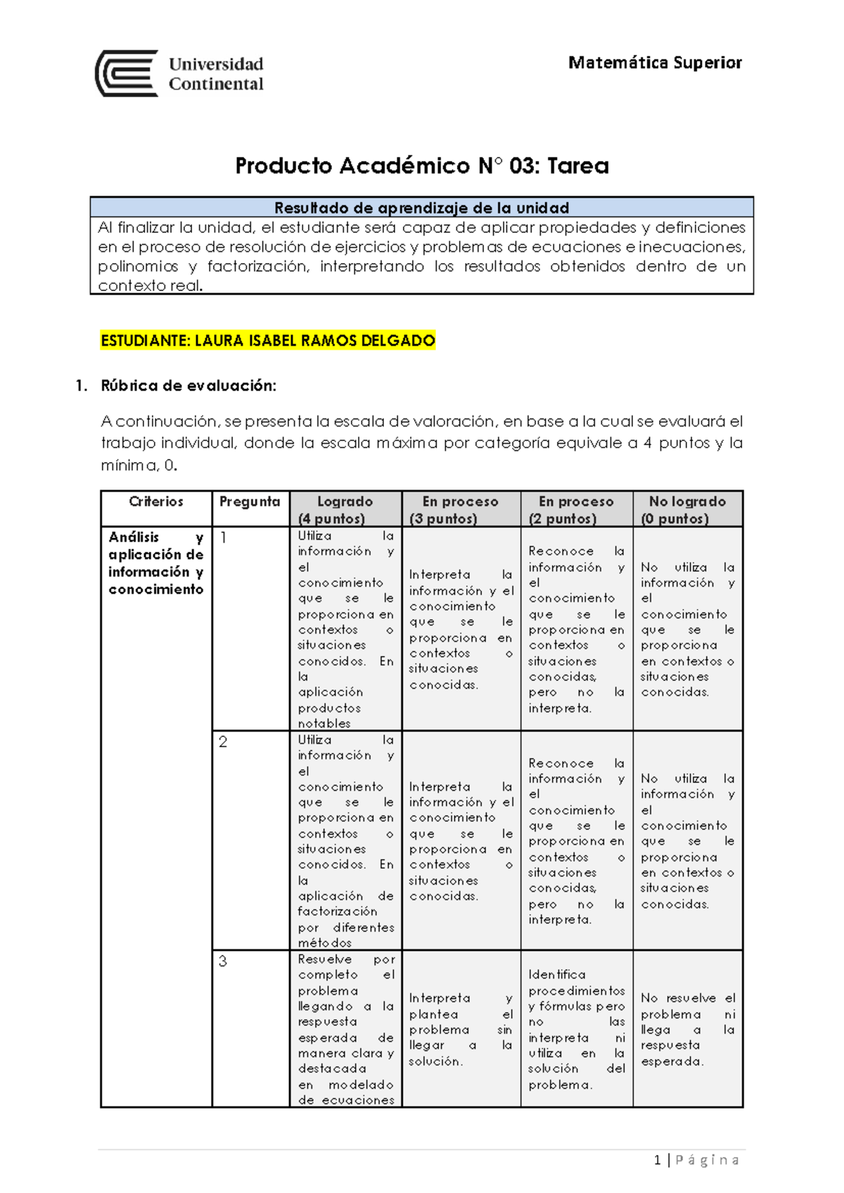 PA3 matematica basica 2024-1B - Producto Académico N° 03: Tarea Resultado de aprendizaje de la ...