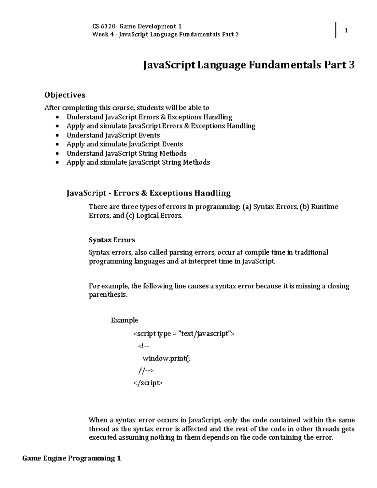 Week 4 - Java Script Language Fundamentals Part 3 - Database Management ...