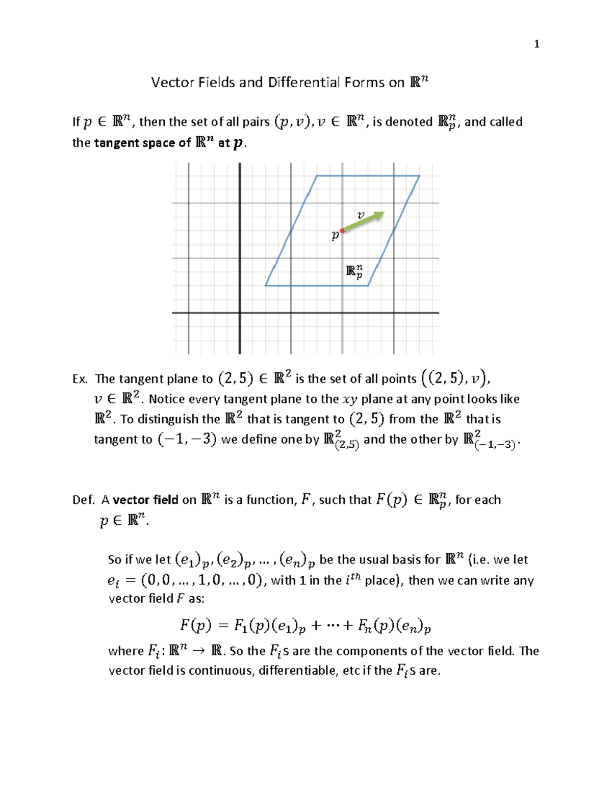 Vector - Calculus III - Vector Fields and Differential Forms on ℝ 𝑛 If ...