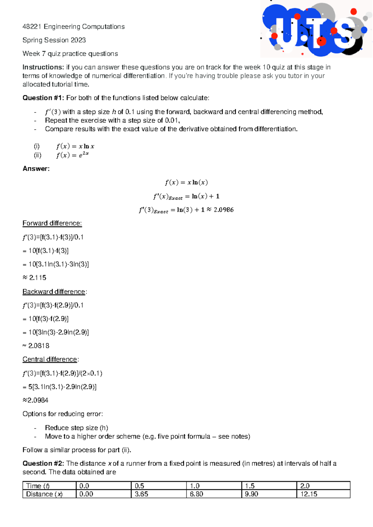 48221 Engineering Computations Week 7 Questions-Solutions - 48221 ... 48221 Engineering Computations Week 7 Questions-Solutions - 48221 ...