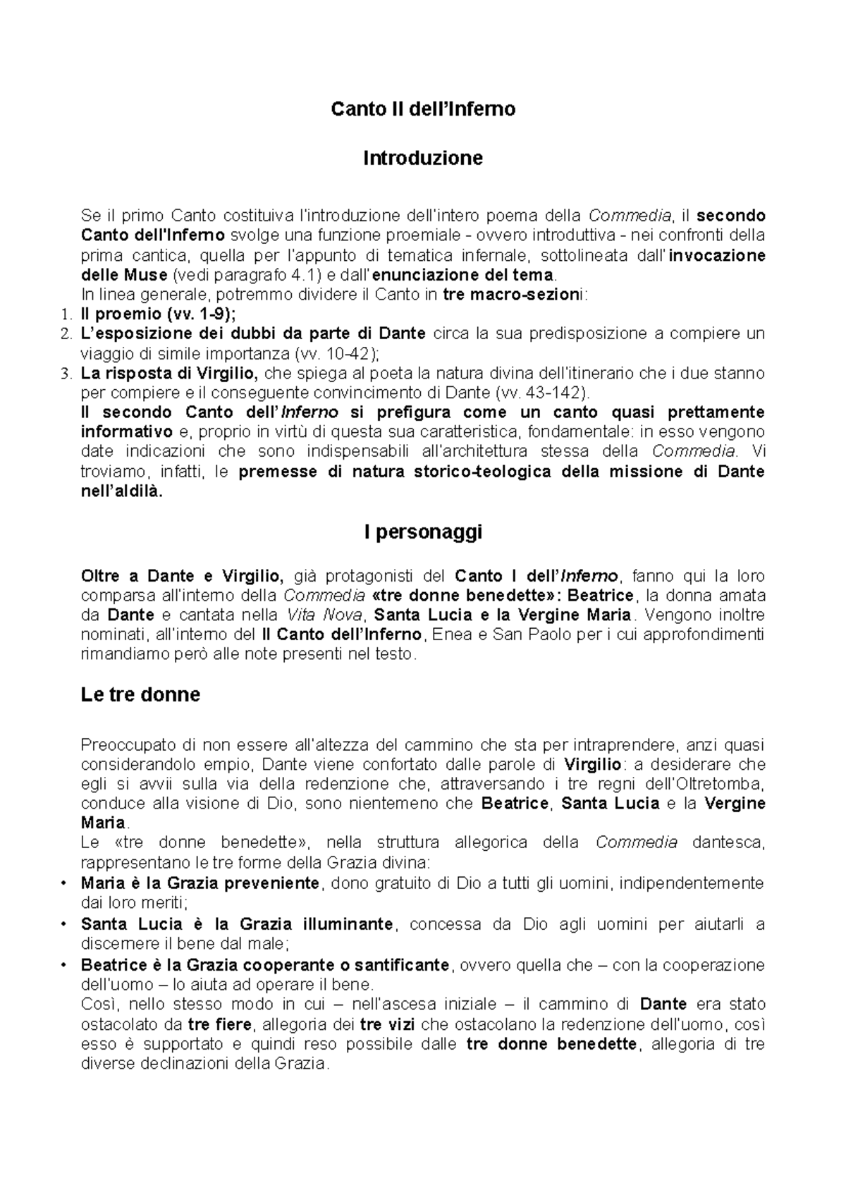 Inferno canto II - Canto II dell’Inferno Introduzione Se il primo Canto ...