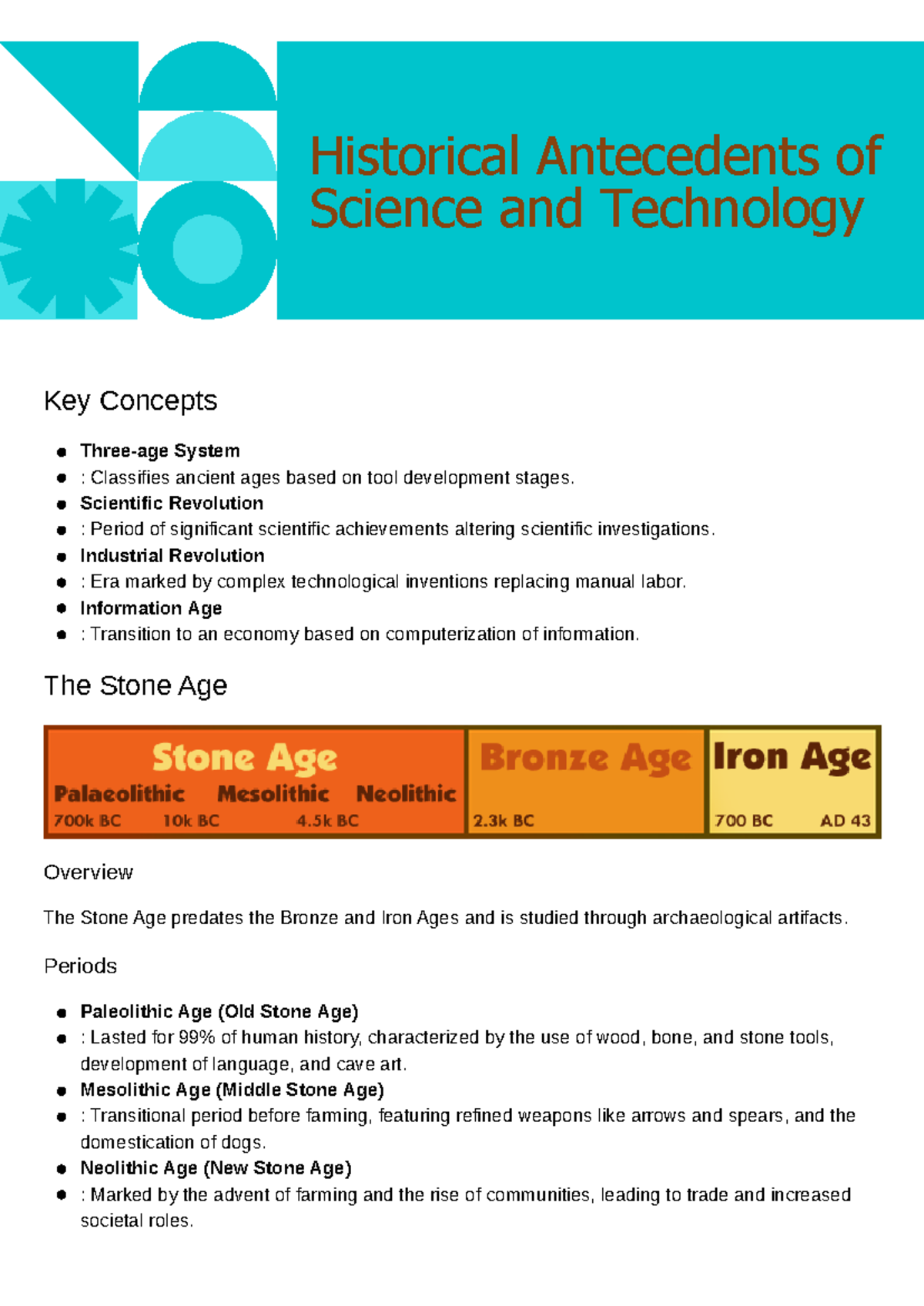Historical Antecedents of Science and Technology - Key Concepts The ...