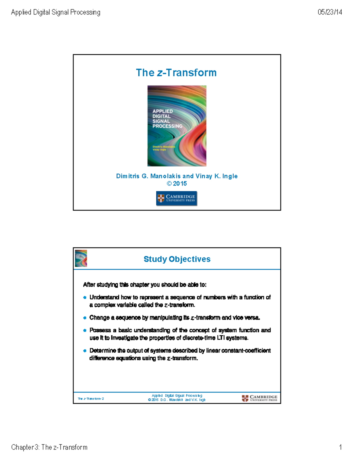 ADSP-03 The z-Transform - Dimitris G. Manolakis and Vinay K. Ingle ...