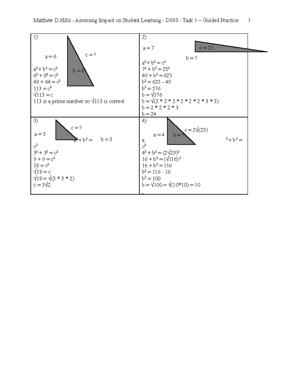 Matthew Hills - D093 - Task 1 - Formative 1 - Guided Practice - Matthew D Hills - Assessing ...