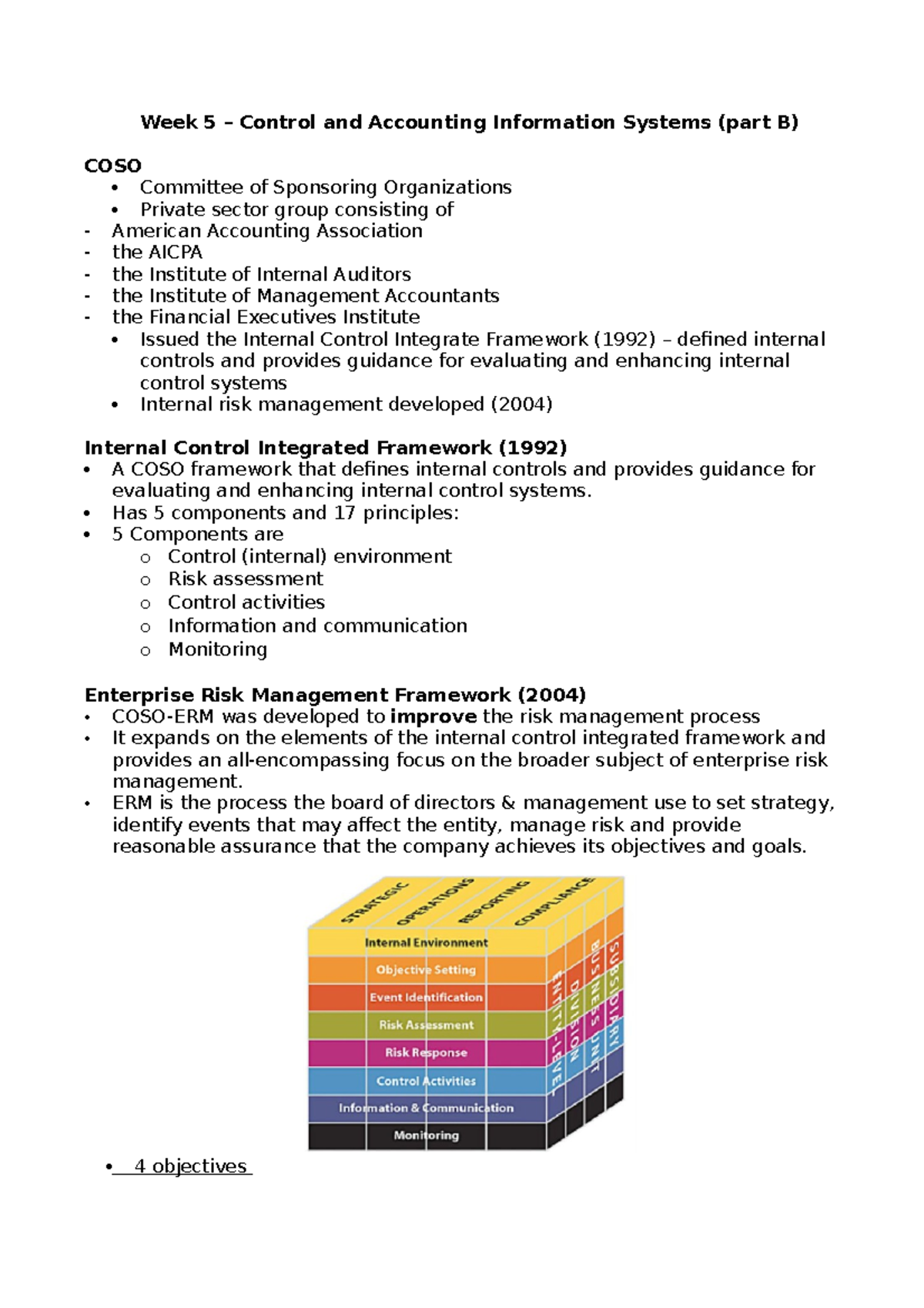 Week 5 - Information systems WEEK 5 lecture notes - Week 5 – Control ...