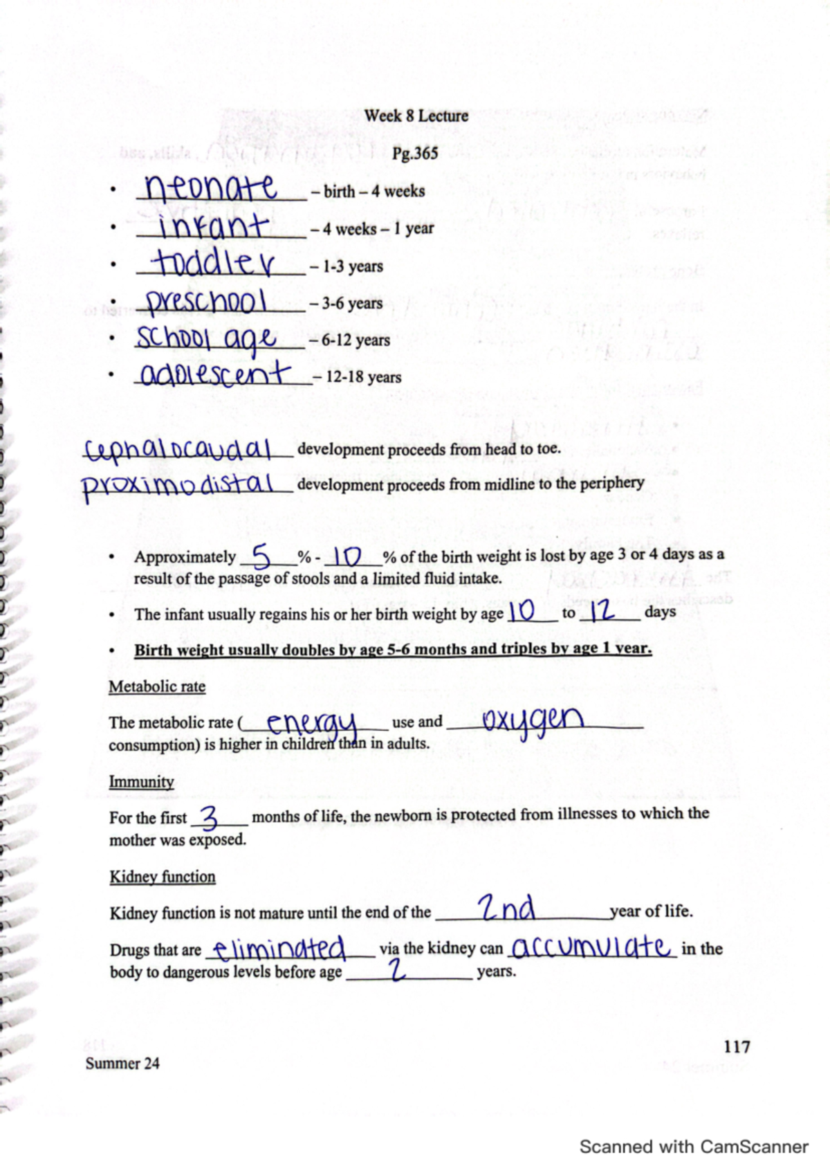 Cam Scanner 08-25-2024 15 - Week 8 Lecture Pg neonate birth 4 weeks ...
