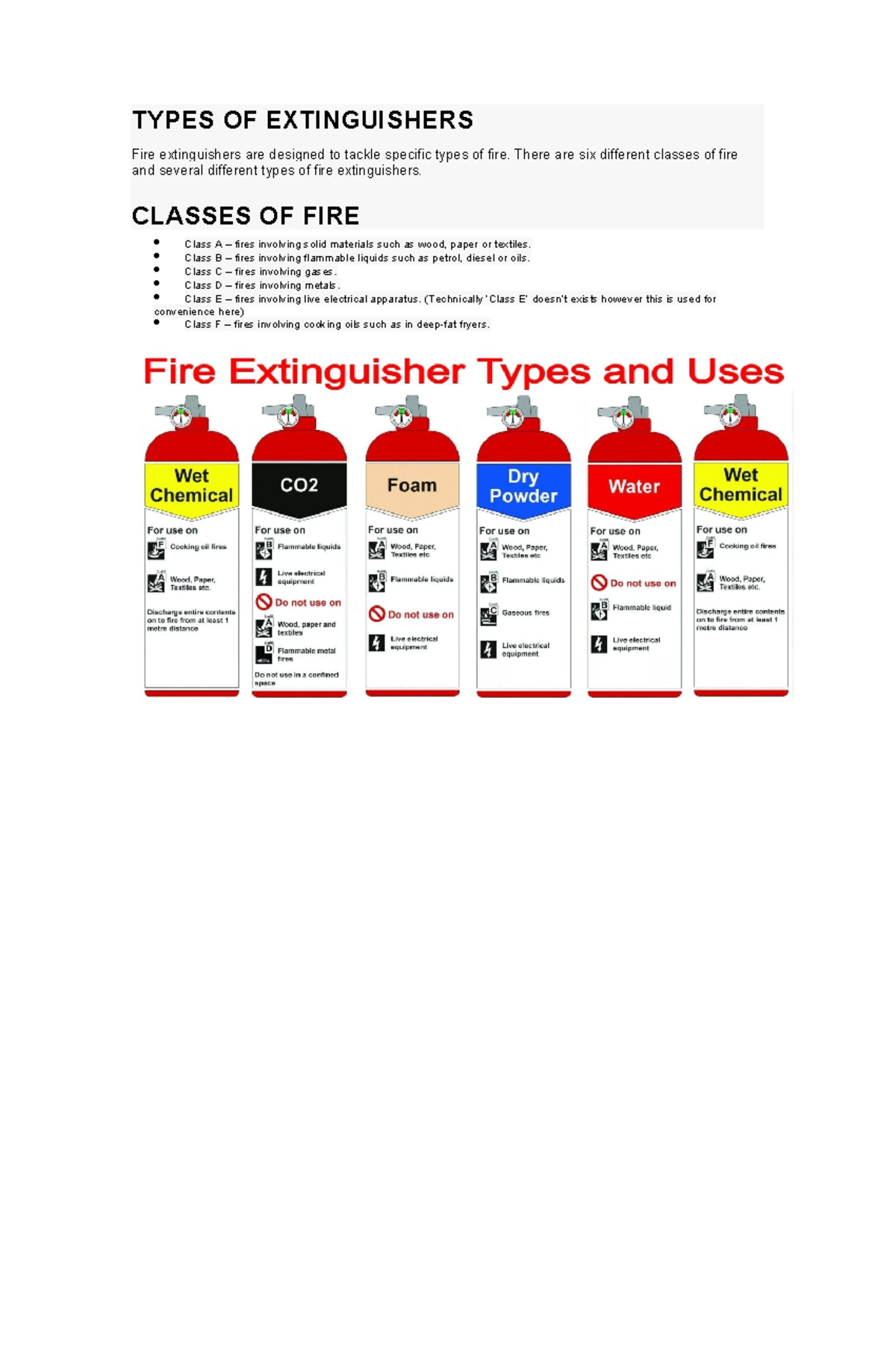 Types OF Extinguishers - TYPES OF EXTINGUISHERS Fire extinguishers are ...