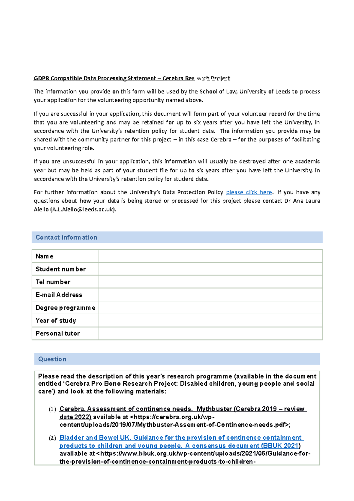 Cerebra - application form 2023 - GDPR Compatible Data Processing ...