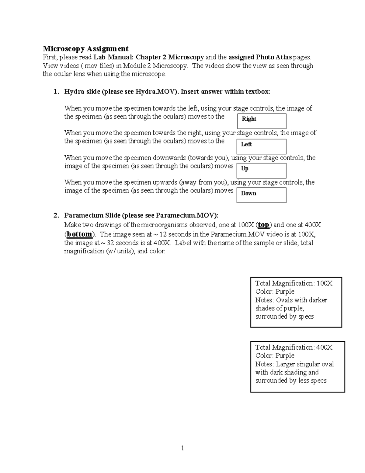 Microscopy Assignment Spring - Microscopy Assignment First, please read ...