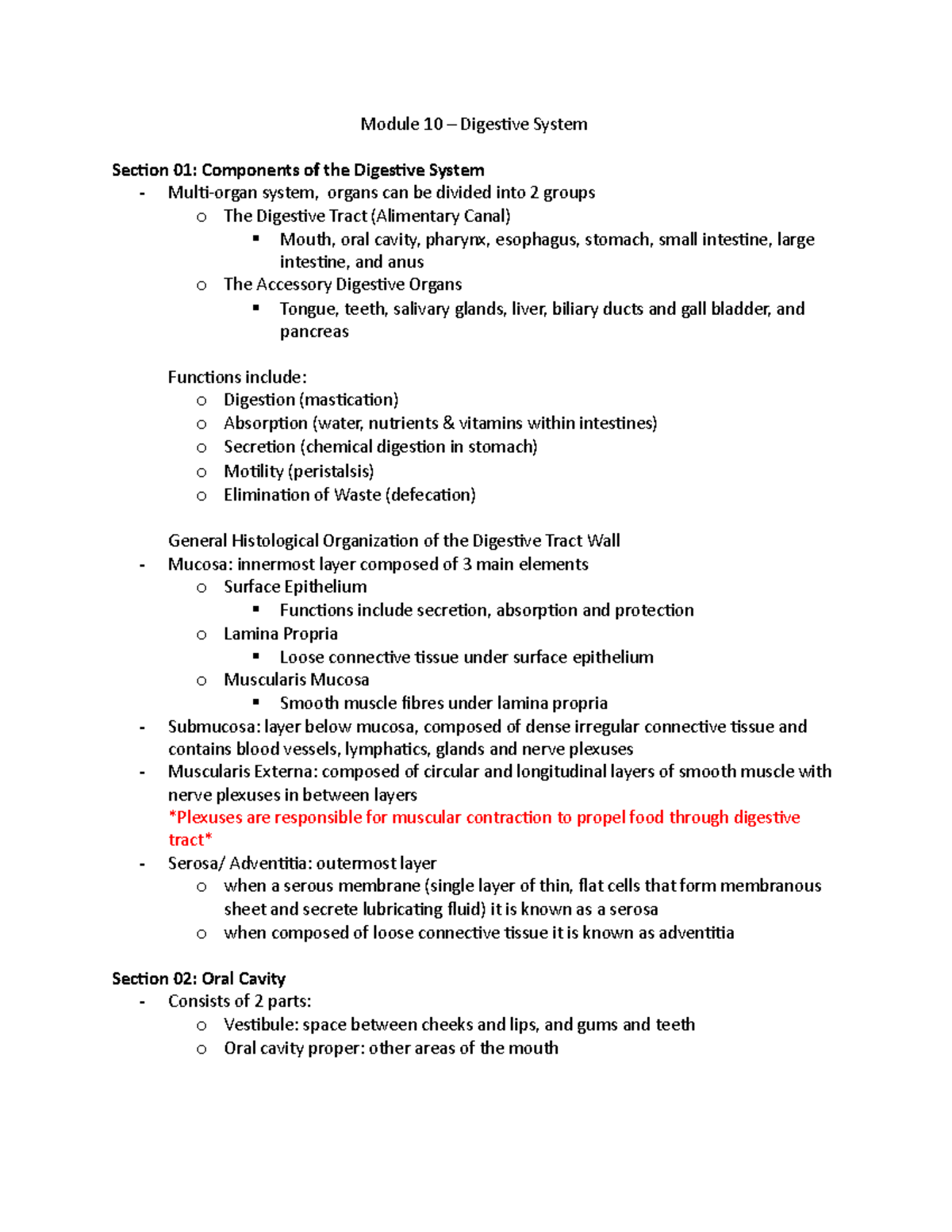 Module 10 - Digestive System - Module 10 – Digestive System Section 01 ...