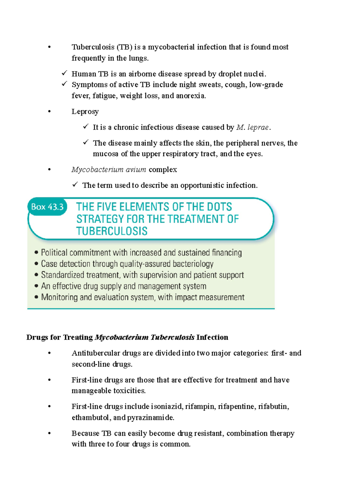 Tuberculosis and fungal infections. EXAM 1 Study Guide - Tuberculosis ...