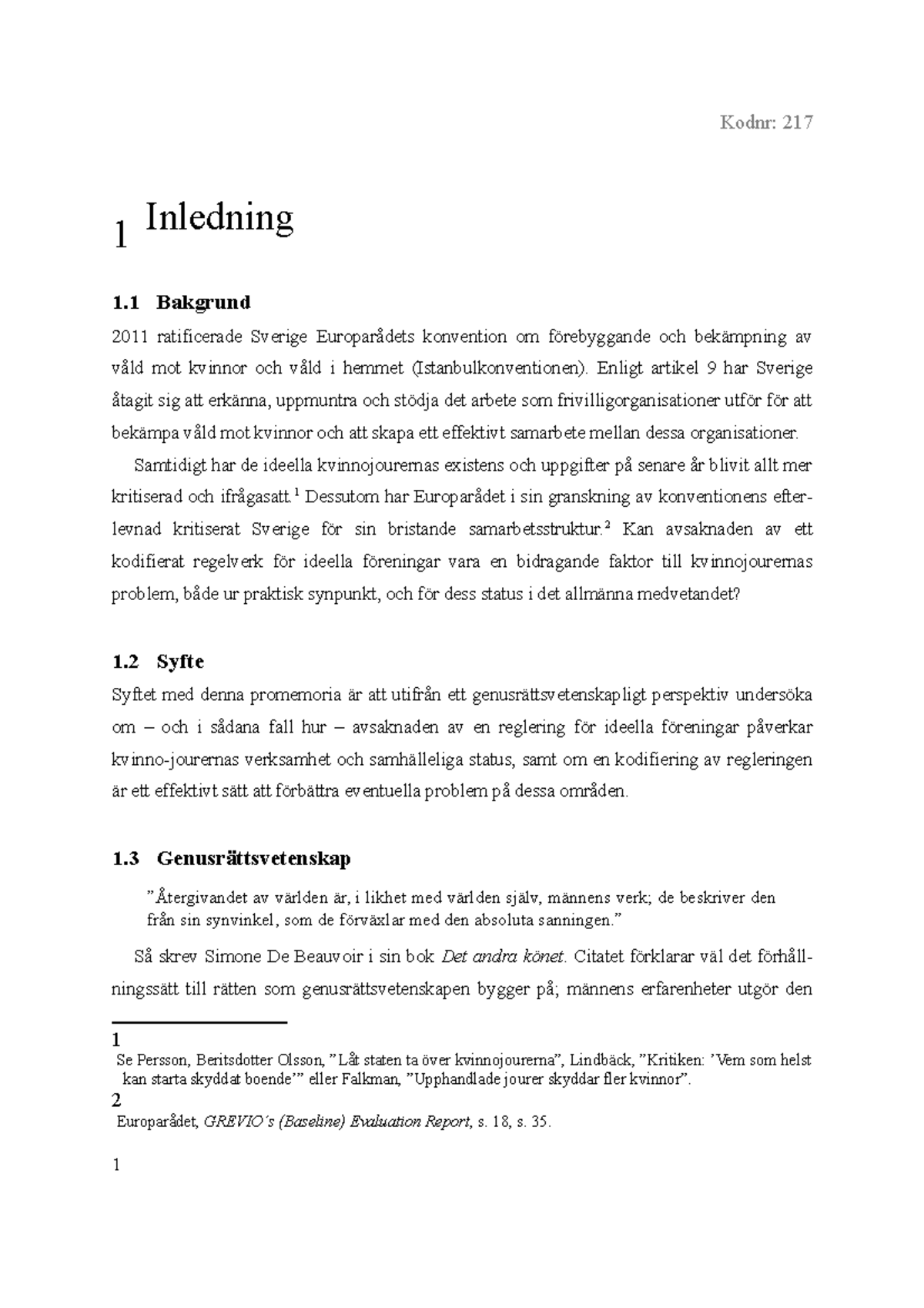 217 - PM Ideella föreningar ur ett genusrättsvetenskapligt perspektiv ...