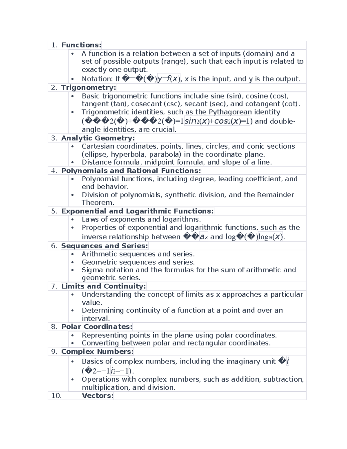 Functions - notes - 1. Functions: A function is a relation between a ...
