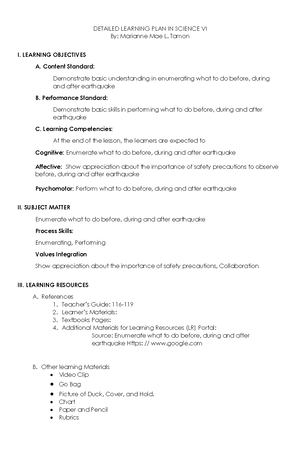 MMLT- Detailed Learning PLAN IN MATH - Copy - DETAILED LEARNING PLAN IN ...