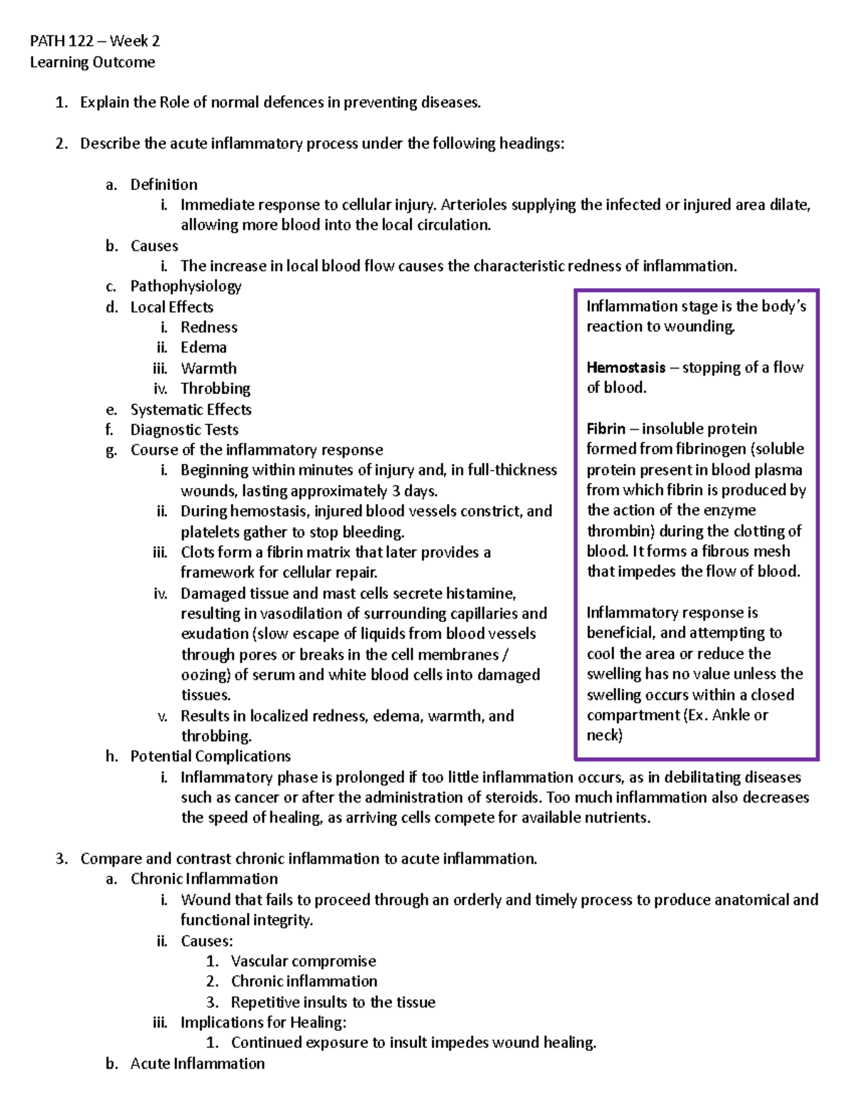 PATH 122 - WEEK 2 LO - Learning Outcomes for Week 2 - PATH 122 – Week 2 Learning Outcome Explain ...