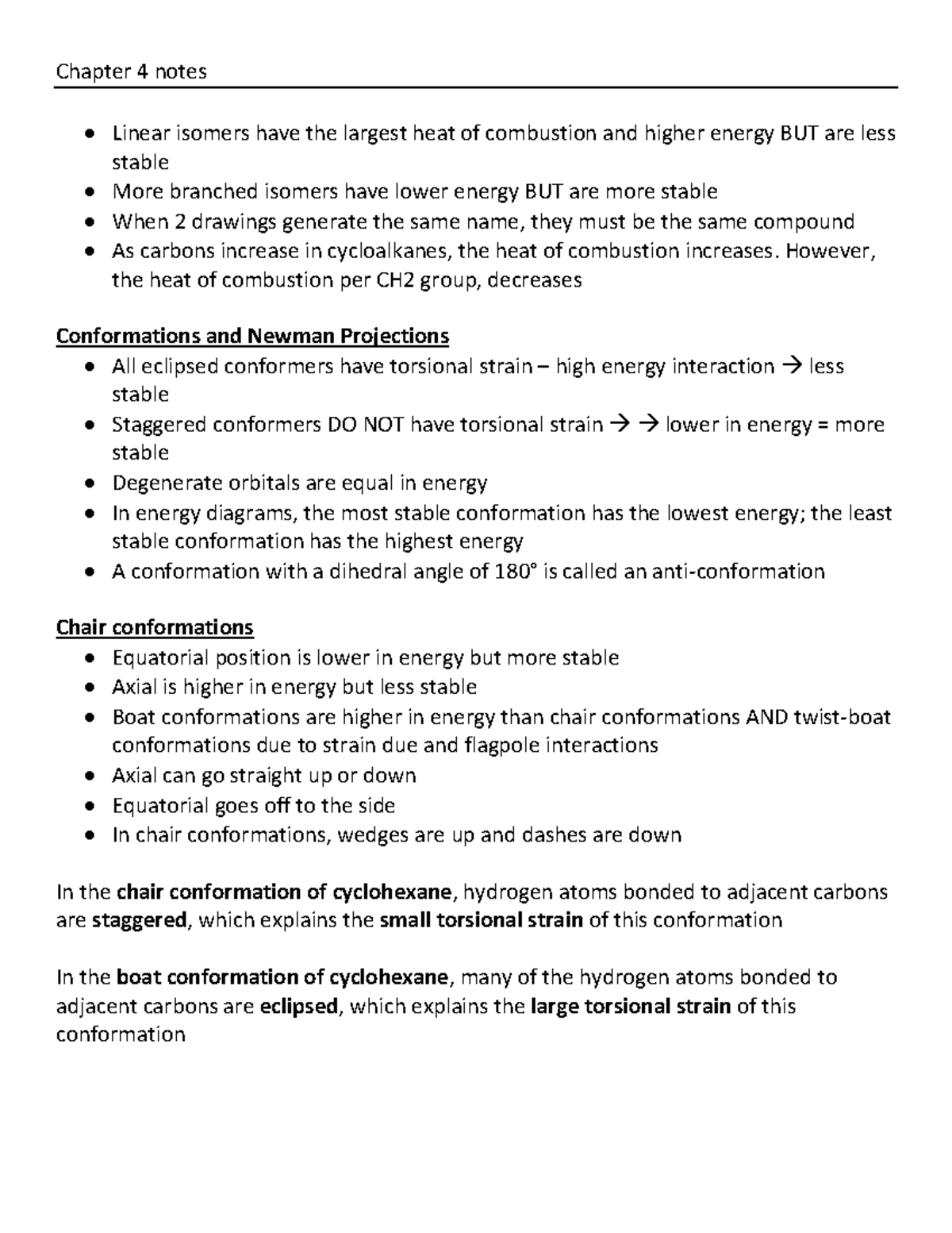Ch 4 notes - Dr. Werner - Chapter 4 notes Linear isomers have the ...